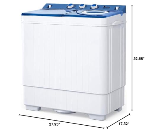 Winado 26LBS Portable Washing Machine, Compact Mini Washer Machine & Dryer Combo, Built-in Gravity Drain, Small Twin Tub Washer with Spin Cycle for Laundry Room, Apartments, Dorms, RV's (Blue)