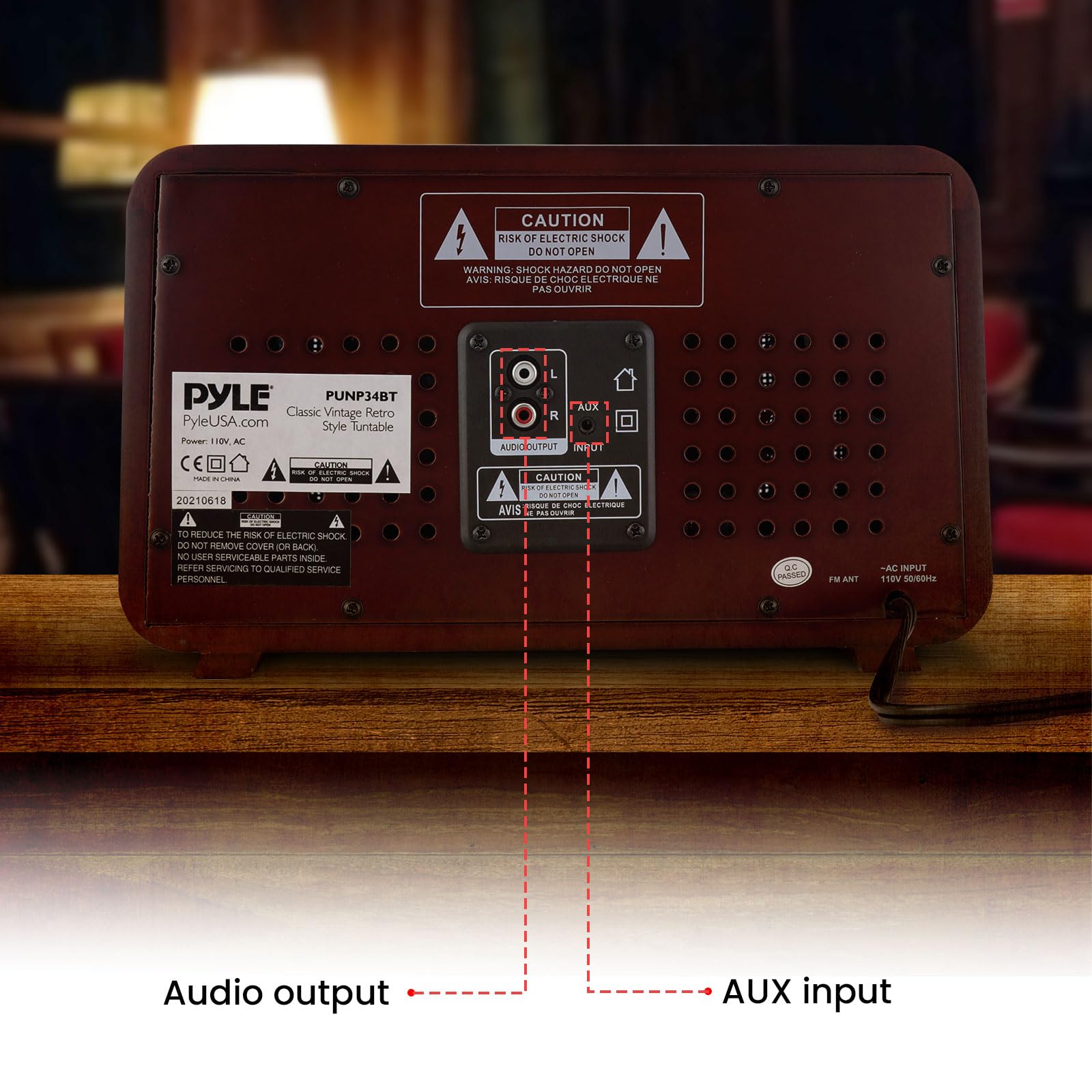 Pyle Retro Wireless Bluetooth Radio Speaker - Classic Vintage Style Audio Sound Receiver System w/Built-in Stereo Speakers, USB, SD Card Slot, AUX, RCA, MP3, AM/FM Tuner - Pyle PUNP34BT