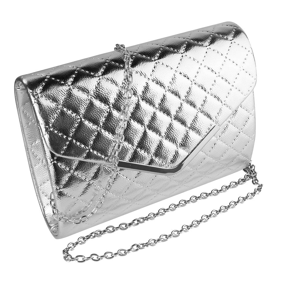Maggie Women Handbag Elegant Quilted Clutch Crossbody Satchel Metal Chain Ladies Purse