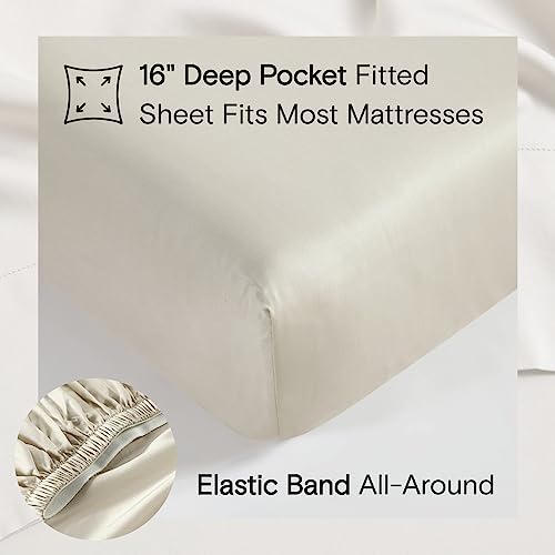 DOZ by SIJO 100% Organic Bamboo Sheet Set, Buttery Soft, Cooling for Hot Sleepers, Silky Breathable, Oeko-TEX, High GSM, 16" Deep Pockets - 3pc - 2 Pillowcases 1 Fitted Sheet (Fog, Queen)
