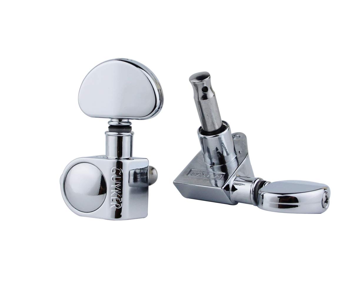 Guyker Guitar Machine Heads (3L + 3R Handed) β 1:21 Sealed Tuners Tuning Key Pegs with Big handle Replacement for Electric, Folk or Acoustic Guitars β Chrome, GK102C