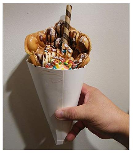 Hong Kong Egg Waffle White - Cardboard Cone - 100 Pieces, 33¢ per Cone