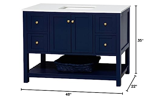 Lakeshore 48-inch Bathroom Vanity (Engineered White/Royal Blue): Includes Royal Blue Cabinet with Engineered White Countertop and White Ceramic Sink