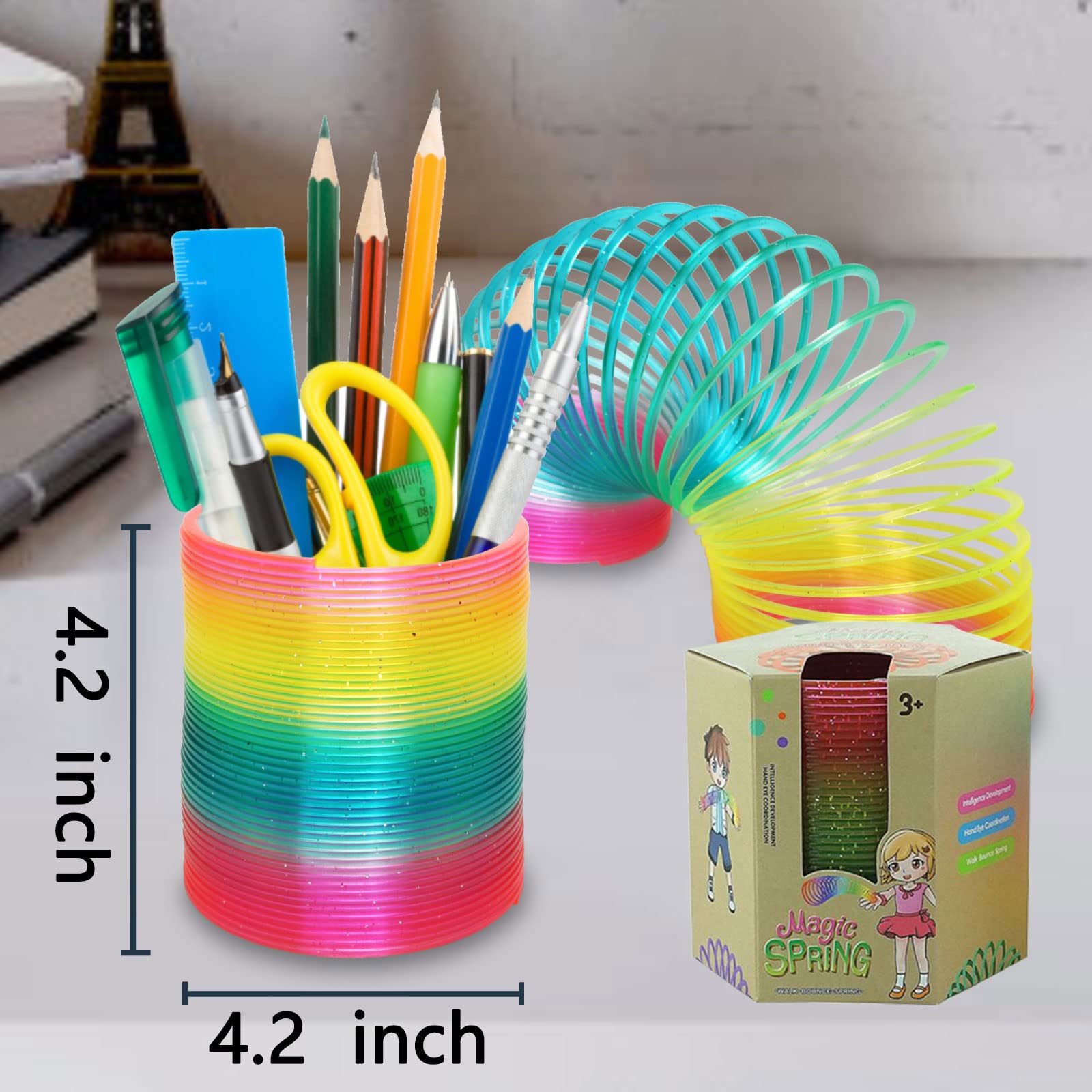 Magic Giant Rainbow Coil Toy - Jumbo Classic Multicolor Coil Spring Toy for Boys and Girls Birthday Christmas Party(4.2 x 4.2 inch)
