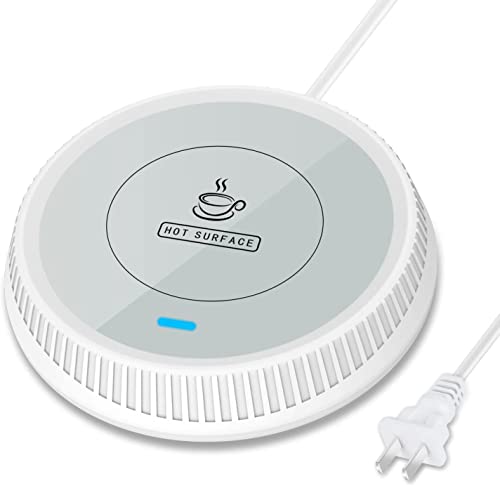 Hot Coffee Warmer Mug Heater: Electric Smart Beverage Cup Warmer Plate with Automatic Switch Gravity Sensor for Desk (Bright White)