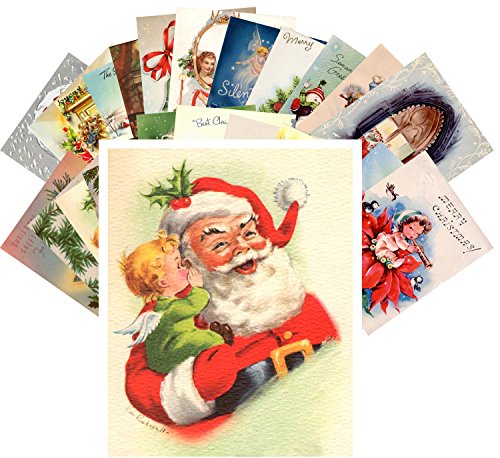 Pixiluv Postcard Pack 24pcs Vintage Christmas Greeting Cards Santa Reprint