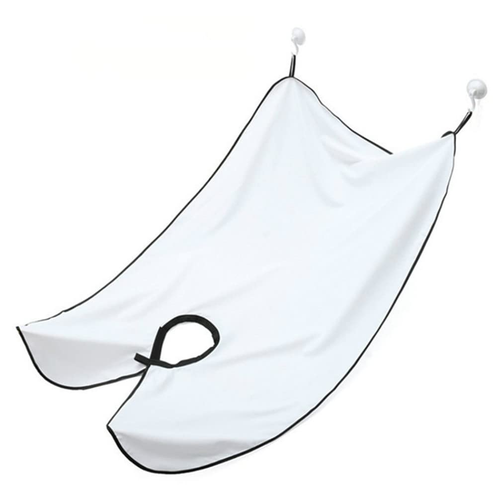 Beard Bib Beard Apron Beard Hair Catcher for Men Shaving Trimming With 4 suction cups Best Gifts for Men (white)