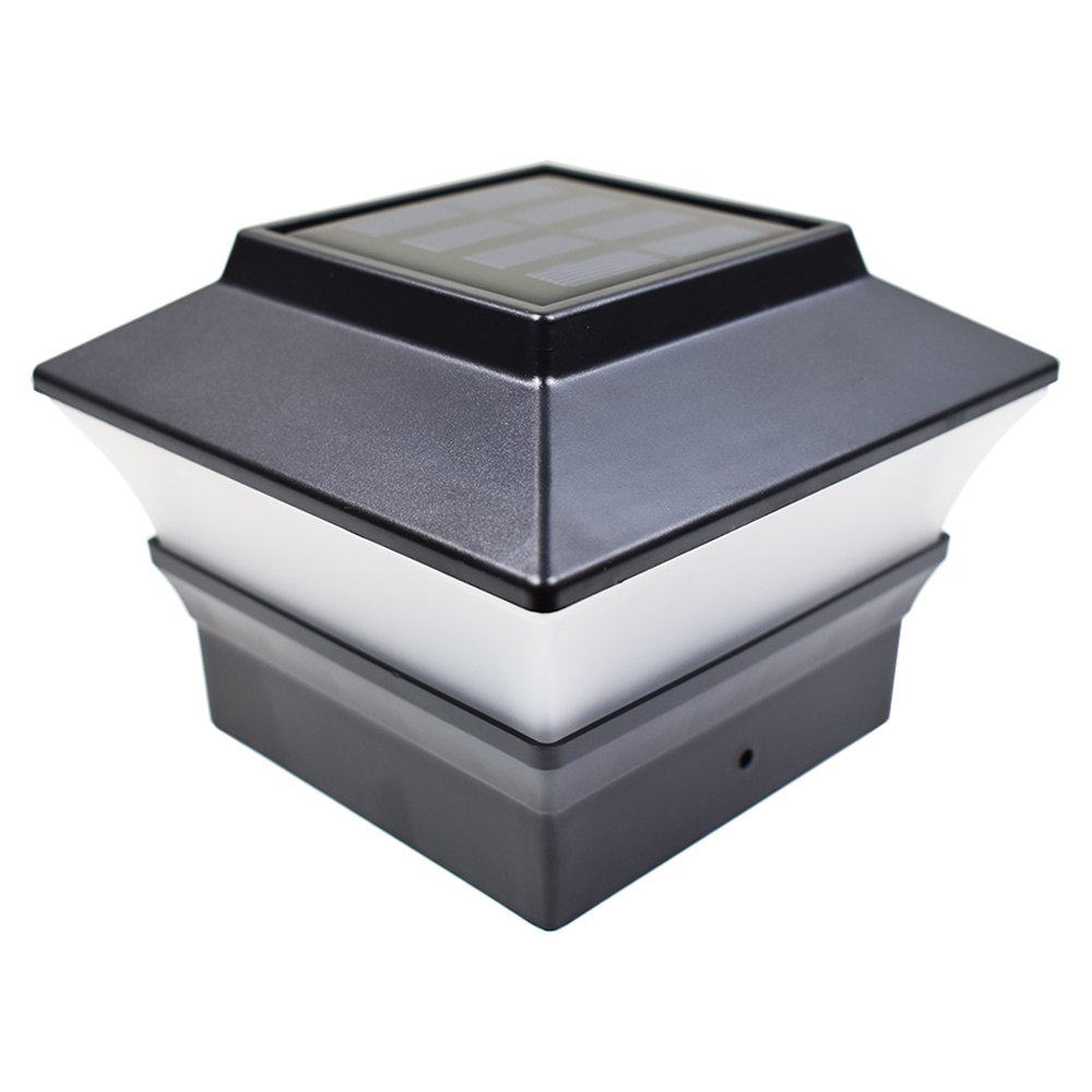 iGlow 8 Pack Black Outdoor Garden 4 x 4 Solar LED Post Deck Cap Square Fence Light Landscape Lamp PVC Vinyl Plastic