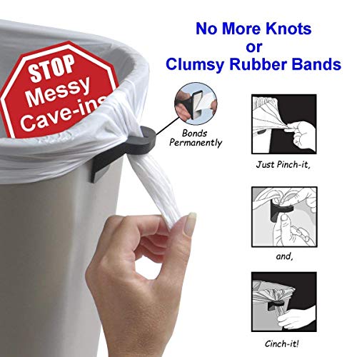 PlasticMill Trash Bags Cinch Black, 2 Pack, To Hold Garbage Bags In Place.May not be compatible with some Garbage Can drawers or compacters.