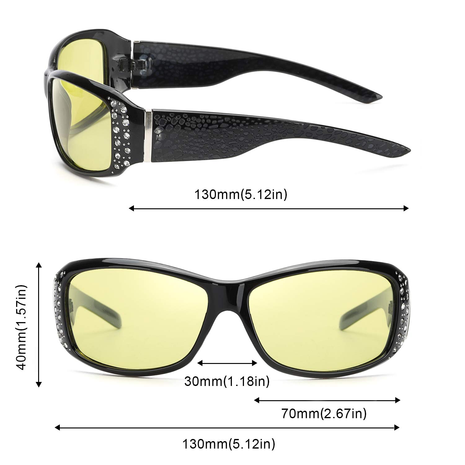 IGnaef Women photochromatic Night Vision Glasses for Driving, Anti Glare Polarized Safety Nighttime/Rainy Glasses