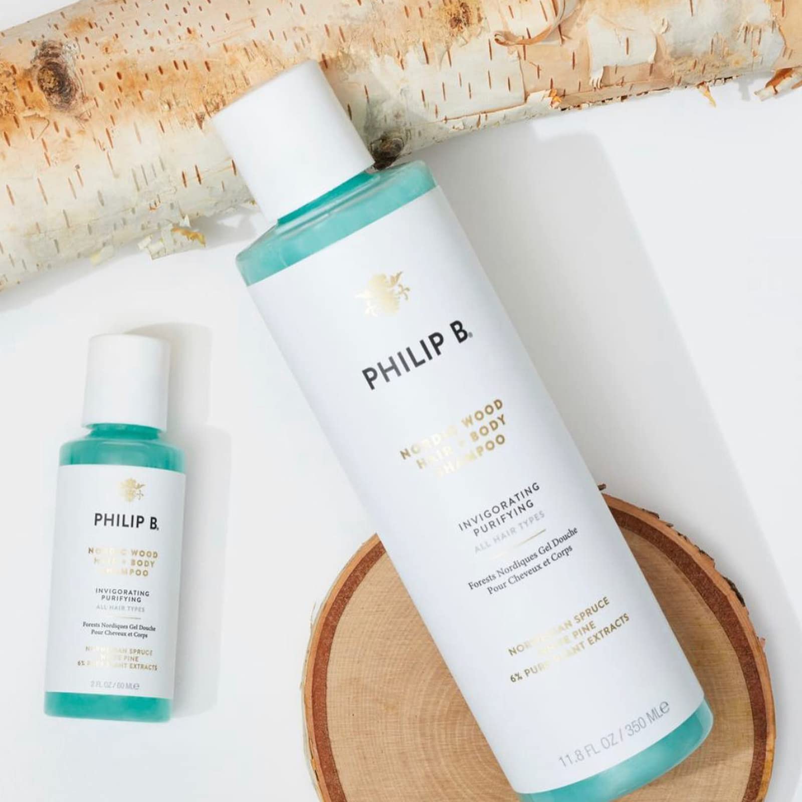Philip B Nordic Wood Hair + Body Shampoo | Invigorating and Purifying Hair and Body Shampoo that Lathers Up Luxuriously, 11.8 oz.