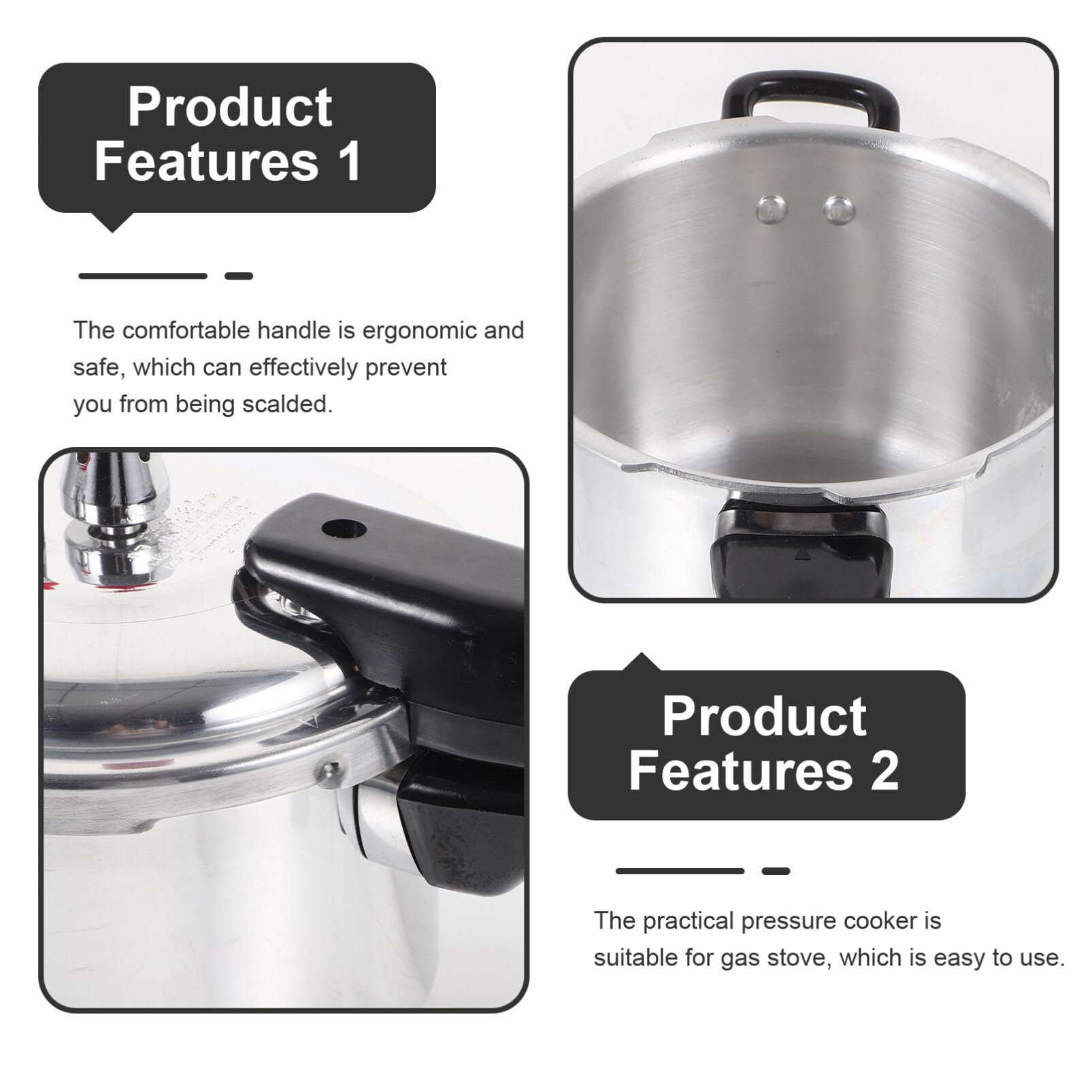 DOITOOL Aluminum Pressure Cooker 16cm/6.3inch Bottom Mini Pressure Cooker for Gas Stove Induction Cooker, Silver