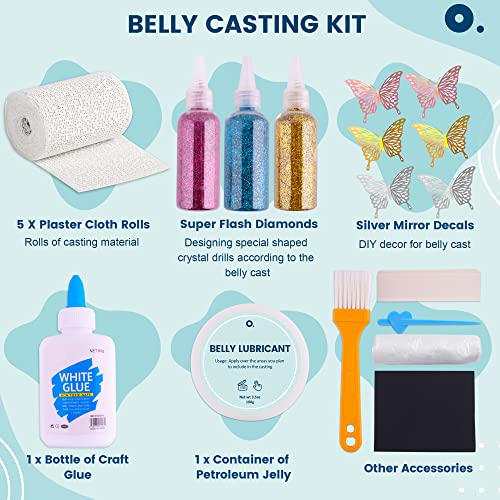 Olicard Belly Casting Kit Pregnancy, Belly Cast Kit for Expecting Mothers, Pregnancy Belly Mold Casting Kit, Unique Keepsake for Pregnant Belly, Perfect Baby Shower & Pregnancy Gifts (Glitter)