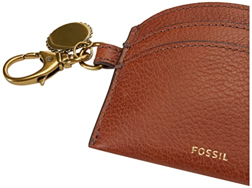 Fossil Women's Polly Leather Wallet Slim Minimalist Card Case with Keychain, Brown (Model: SL6455200)