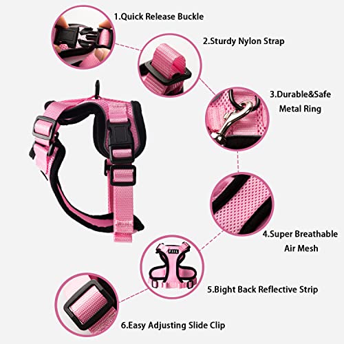 FIIL Cat Harness and Leash for Walking, Escape Proof Soft Adjustable Vest Harnesses for Cats, Adjustable Dog Harness - Reflective and Soft(Pink). (XS, Pink)