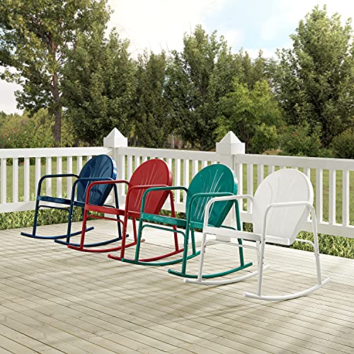 Crosley Furniture Griffith Retro Metal Outdoor Rocking Chairs, Set of 2, for Porch, Deck, Balcony, Backyard, Navy Gloss