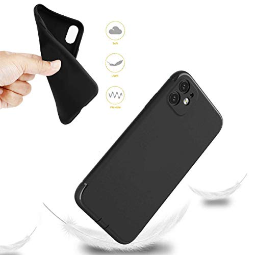 FZYM Case for Infinix Hot 11 2022 + Tempered Glass Screen Protector Protective Film,Soft Gel Black Case Shell TPU Silicone Protection Phone Cover for Infinix Hot 11 2022 (6.7") - OP13