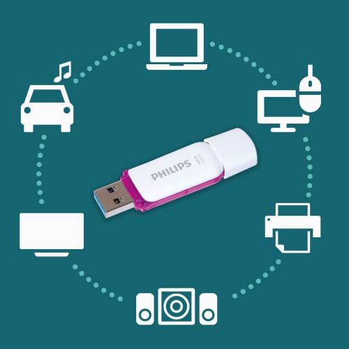 PHILIPS High Speed 64GB Flash Drive, Snow Edition USB 3.0 - White/Purple, 100MB/s