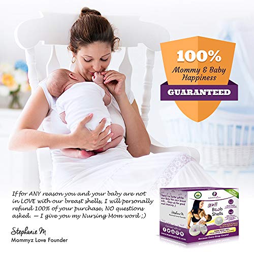 New Model with Plugs! Breast Shell & Milk Catcher for Breastfeeding Relief (2 in 1) Protect Cracked, Sore, Engorged Nipples & Collect Breast Milk Leaks During The Day, While Nursing or Pumping