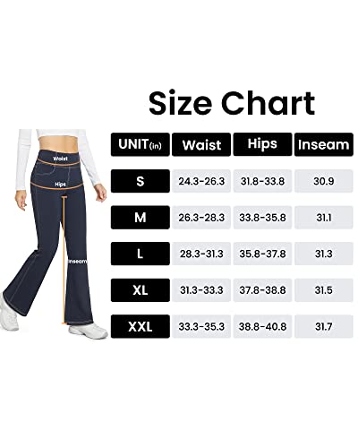G4Free Women's Fleece Lined Bootcut Yoga Pants with Pockets High Waisted Flare Thermal Winter Denim Jeggings (Navy,XL)