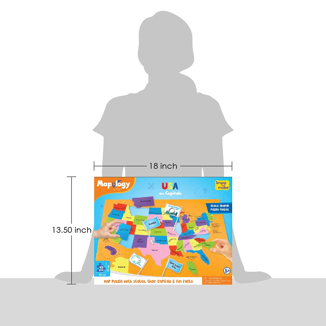 Imagimake Mapology USA Map with Capitals | Learning States and Capitals | US Geography Toys for Ages 5-7 | Jigsaw Puzzles for Kids Ages 8-10 Years | Educational Toys for Ages 8-13