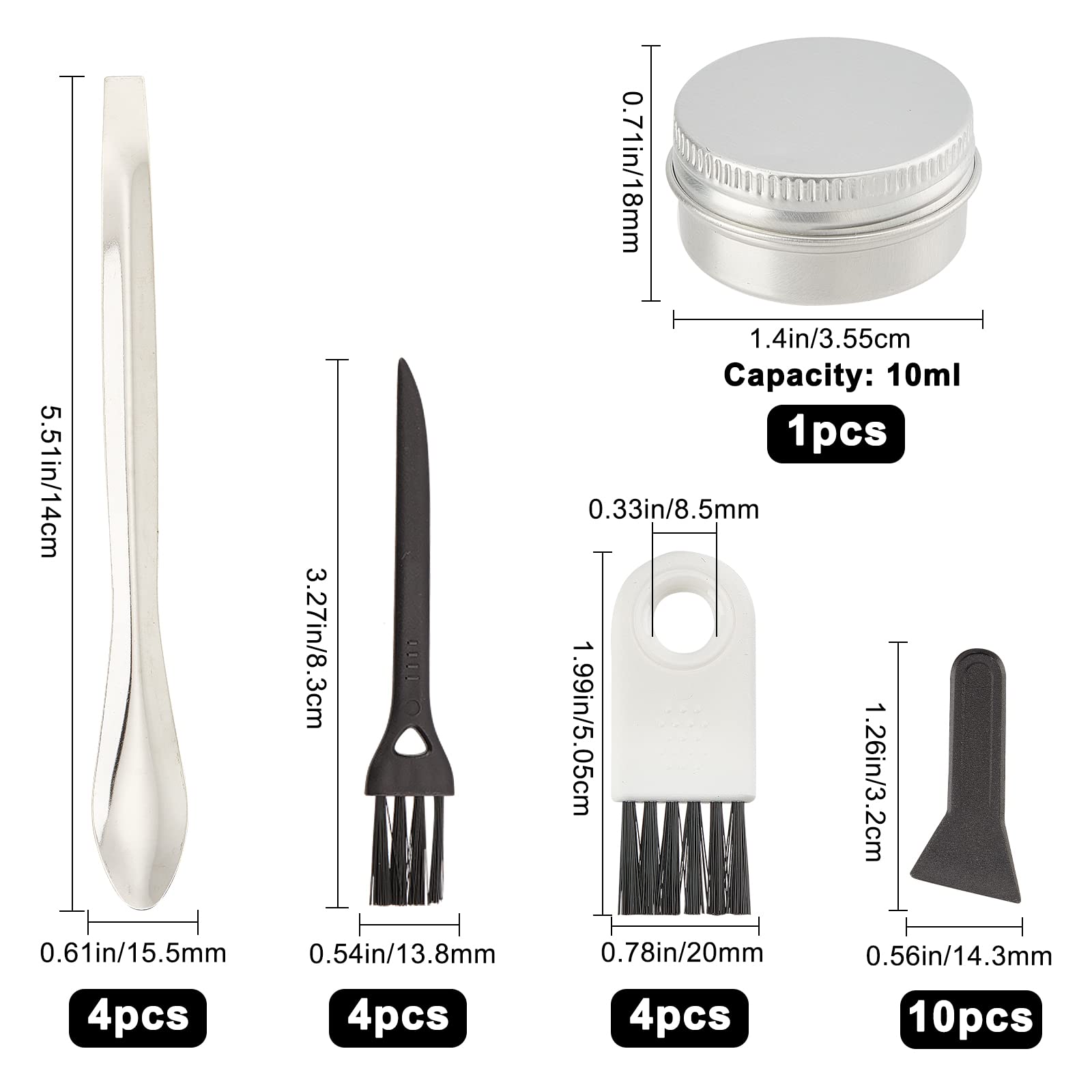 GORGECRAFT 23PCS Black Scrapers Brushes and Spoons Kit for Grinder Including Pollen Scraper Plastic Cleaning Brush Stainless Steel Spatula Micro Scoop Aluminium Tin Cans for Grinder
