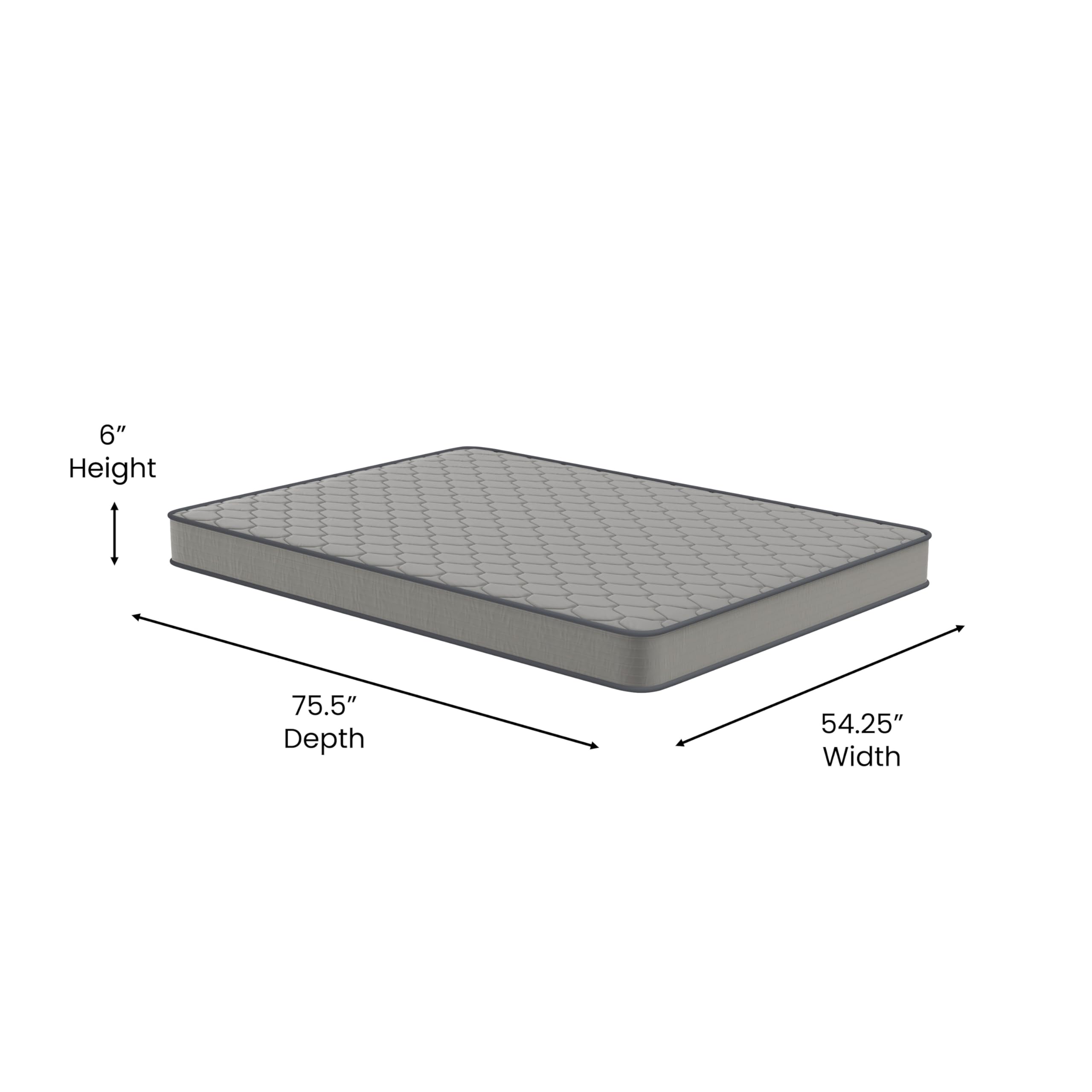 EMMA + OLIVER Astor Full Premium Mattress in a Box - 6" Hybrid Innerspring Mattress - CertiPUR-US Certified Foam - Medium Firm Support - Knit Fabric Top