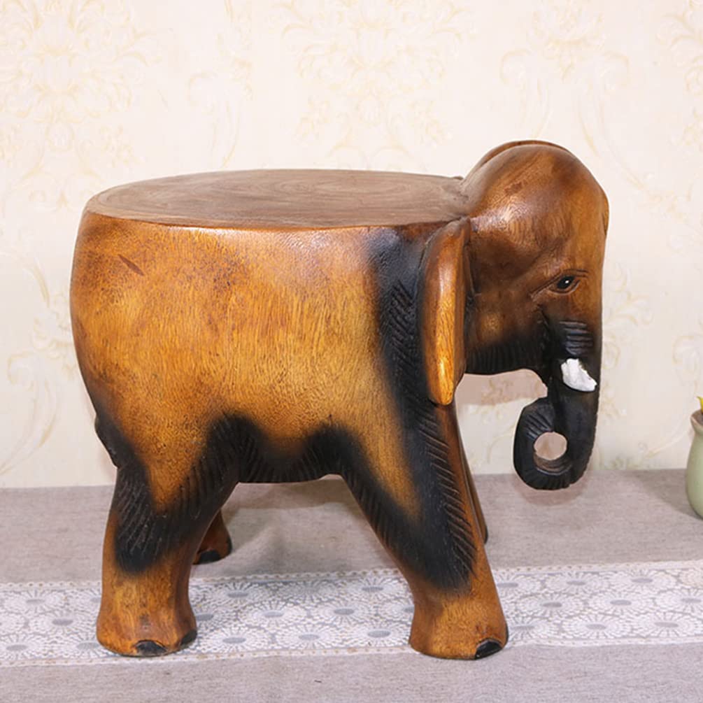 DOITOOL Wooden Elephant Stool Wood Foot Step Stool Sturdy Handicraft Wood Support for Bedroom Bathroom Living Room