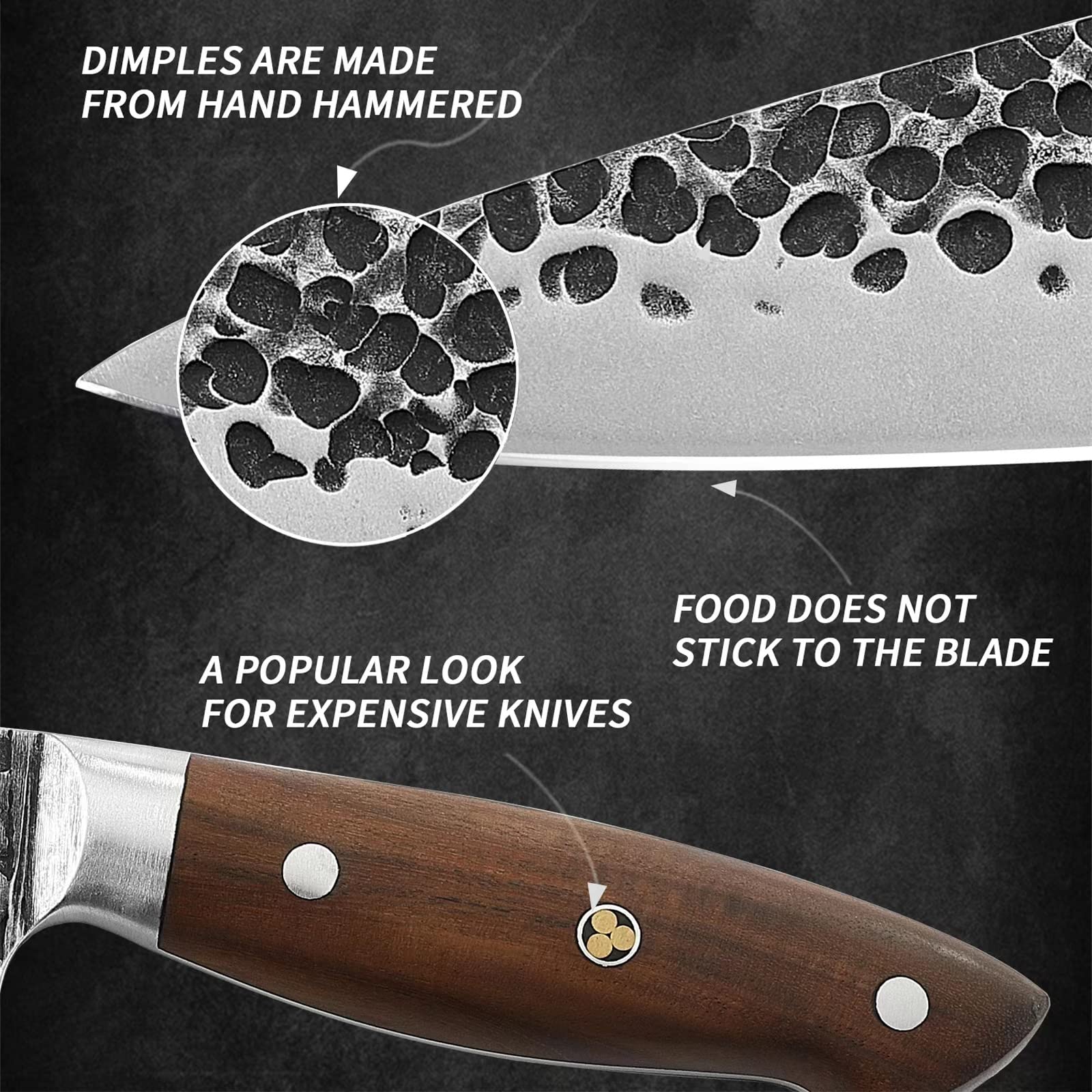 BearxBee Chef Knife Steak Knife,Comfortable Wooden Handle,High Carbon Stainless Steel 8 inch Stable Durable Knife for Kitchen,Chef,Cooking