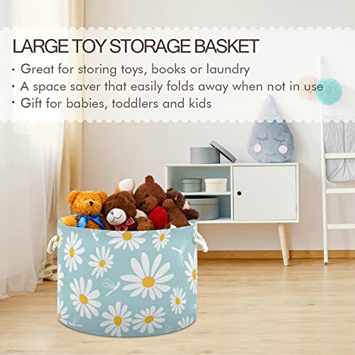 xigua Cotton Rope Basket Small White Daisies Baby Laundry Basket Blanket Kids Toy Storage Basket Glove Box