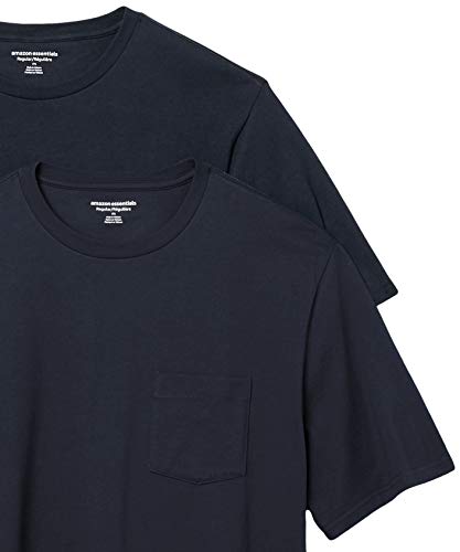 Amazon Essentials Men's Regular-Fit Short-Sleeve Crewneck Pocket T-Shirt, Pack of 2, Dark Navy, XX-Large