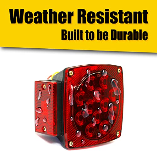 MAXXHAUL 70205 Trailer Light Kit - 12V All LED, Left and Right Waterproof Submersible for Trailers, Boat Trailer Truck Marine Camper RV Snowmobile, Red