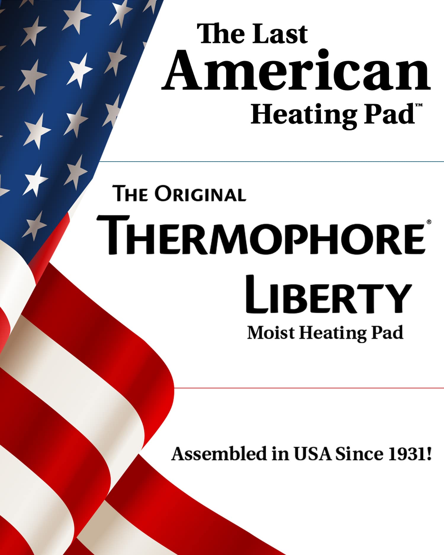 Assembled in The USA - Thermophore Liberty 2 - Moist Heating pad for Arthritis, Back, Neck, Shoulder Pain and Cramps Relief - Electric, 3 Temperature Settings with auto Shut Off, Large 14" x 27"