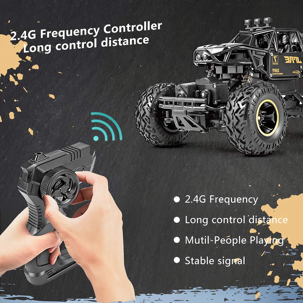 GoolRC 1/16 Alloy RC Car, 2.4GHz Remote Control Buggy, 4WD Off-Road Rock Crawler, 15km/h High Speed Climbling Truck Car RTR for Kids (Silver)