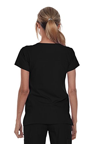 Grey's Anatomy Signature Women's Two Pocket Notch Yoke Neck Scrub Top, Black, Large