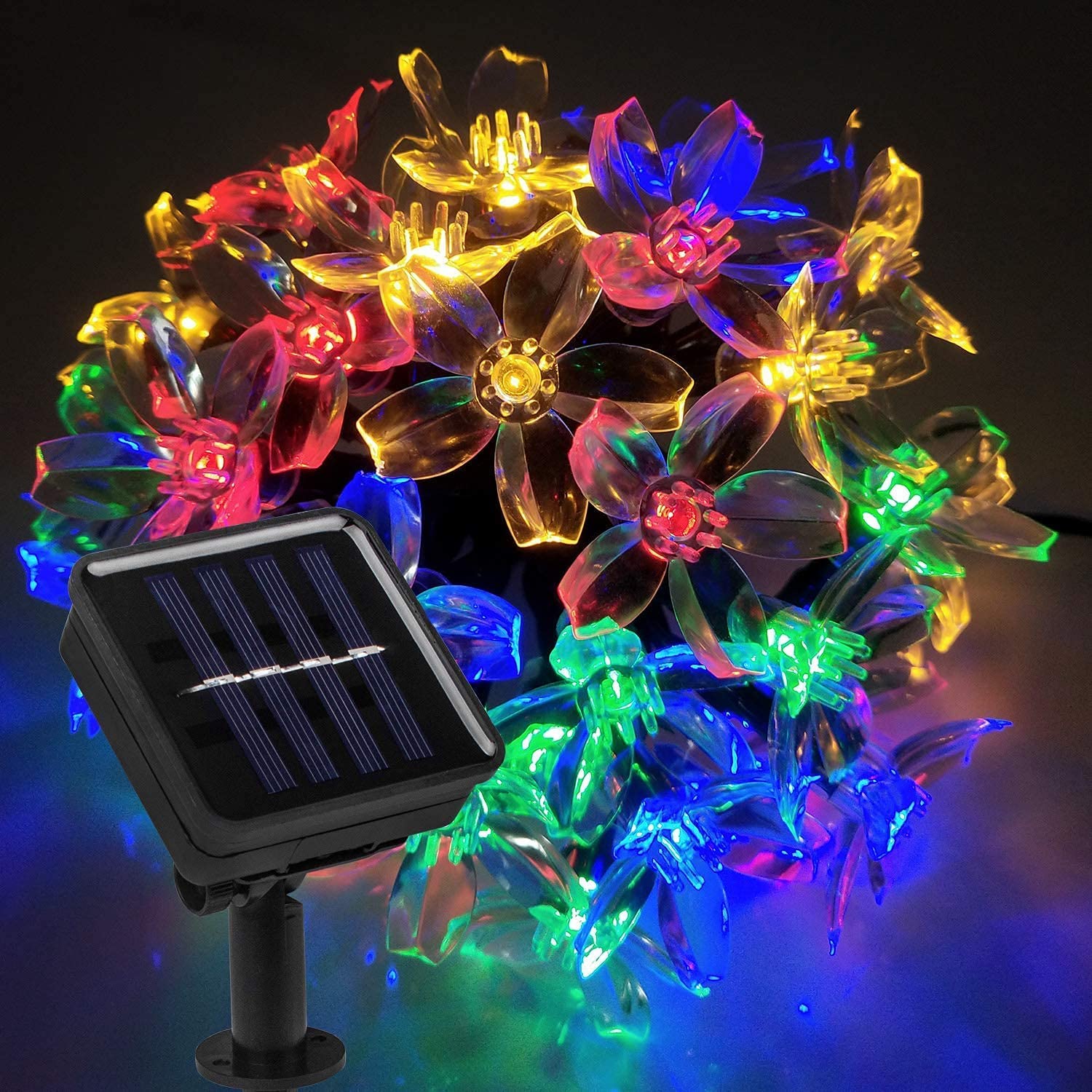Beinhome Solar String Lights Outdoor,30 LED 23 Feet Solar Flower String Lights ith 8 Flash Changing Modes for Patio Garden Party