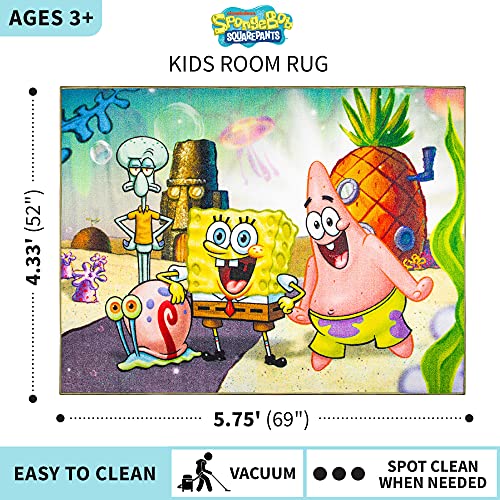 Franco Kids Room Non Slip Area Rug, 69 in x 52 in, Spongebob Squarepants