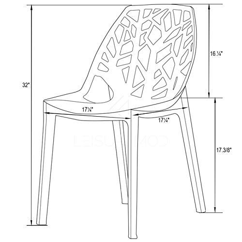 LeisureMod Caswell Cut-Out Tree Design Modern Dining Chairs, Set of 2 (Clear)