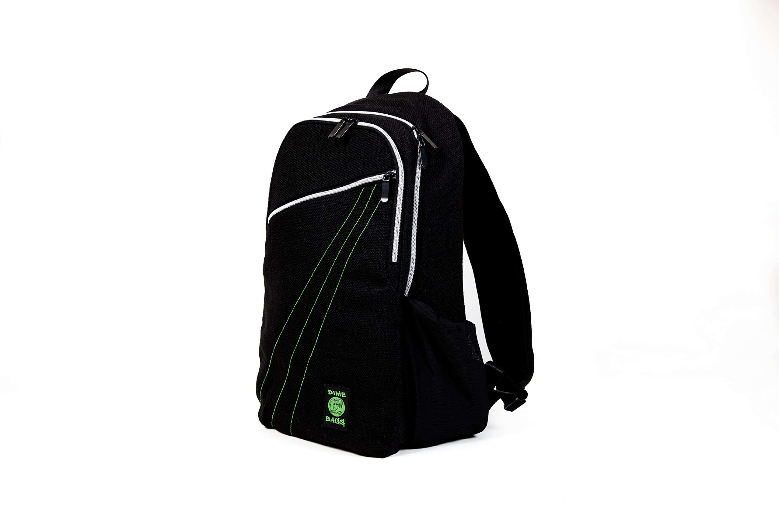 DIME BAGS City Dweller Casual Hemp Backpack with Padded Laptop Compartment and Water Bottle Holder (Black)