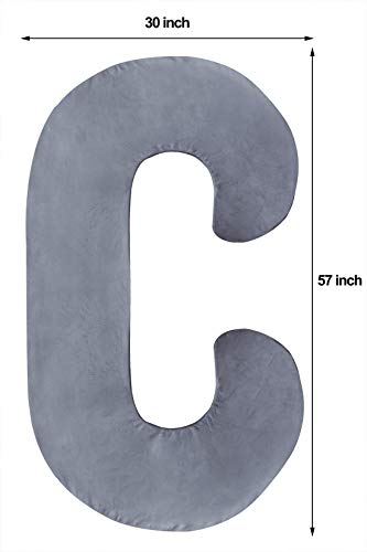 KWLET Pregnancy Pillow C Shaped Cover/Maternity Pillow Case with Double Zippers, Velvet, 57x30 Inch