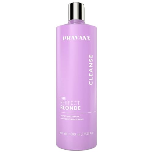 PRAVANA The Perfect Blonde Purple Toning Shampoo | Neutralizes Brassy, Yellow Tones | For Color-Treated Hair | Adds Strength, Shine, Elasticity | 33.8 Fl Oz