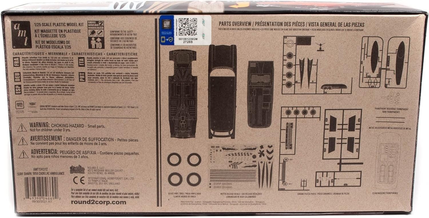 AMT Cadillac Ambulance 1959 1:25 Scale Model Kit, Factory Color