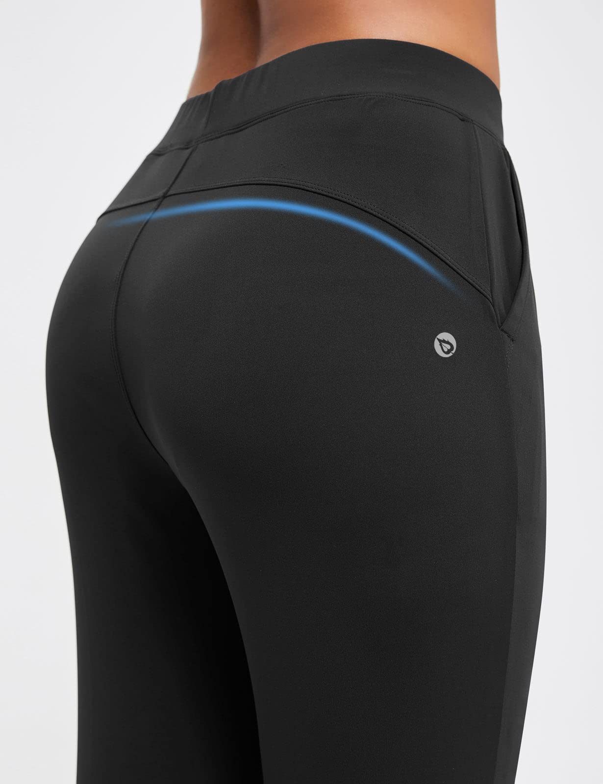 BALEAF Women's 25" Athletic Ankle Pants Stretch Travel Pants with Pockets Black S