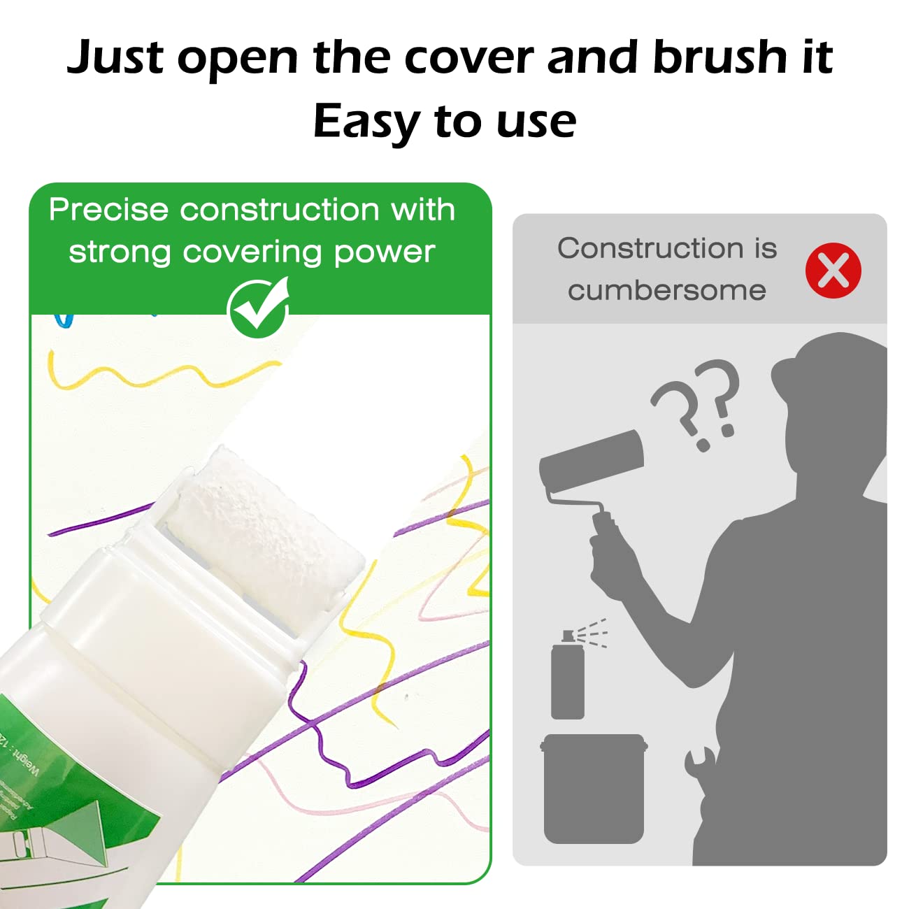 White Paint for Wall Touch up Paint for Walls Repair Tool,Paint Roller Brush for Walls Repair Tool,Suitable for Repairing The Wall with Latex Paint,Flat,Ceiling Wall,Water Based (1pcs, White)