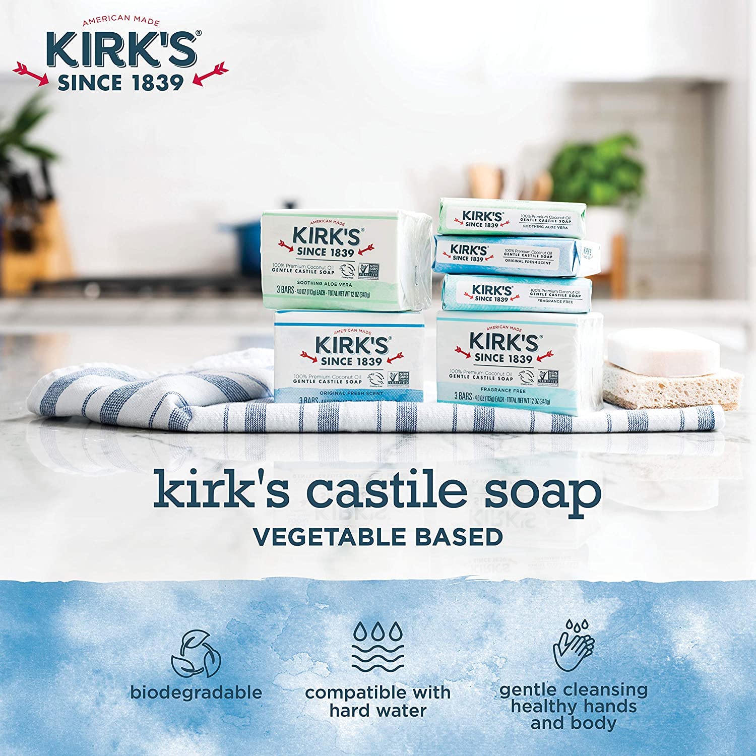 Kirk's Castile: Coco Castile Bar Soap, Original 4 oz (2 pack)