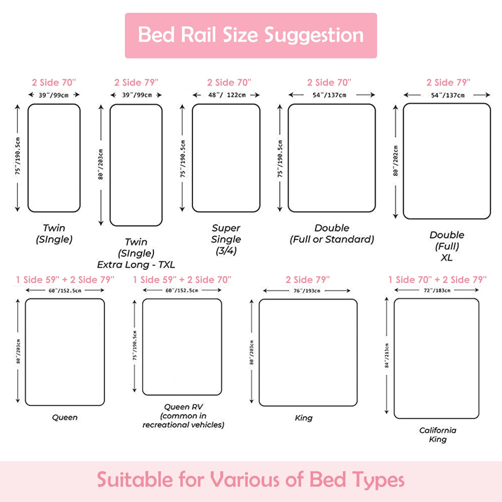 BABY JOY Bed Rail for Toddlers, 57ββ Extra Long, Height Adjustable & Foldable Baby Bed Rail Guard w/Breathable Mesh & Double Safety Child Lock for Kids Twin Double Full Size Queen King Mattress, Pink