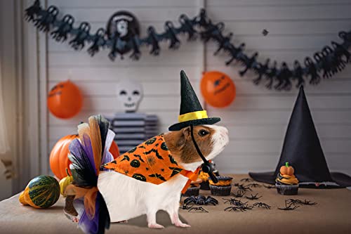 CooShou 3Pcs Guinea Pig Halloween Costume Small Animals Witch Hat Halloween Bandana Triangle Scarf for Guinea Pig Chinchilla