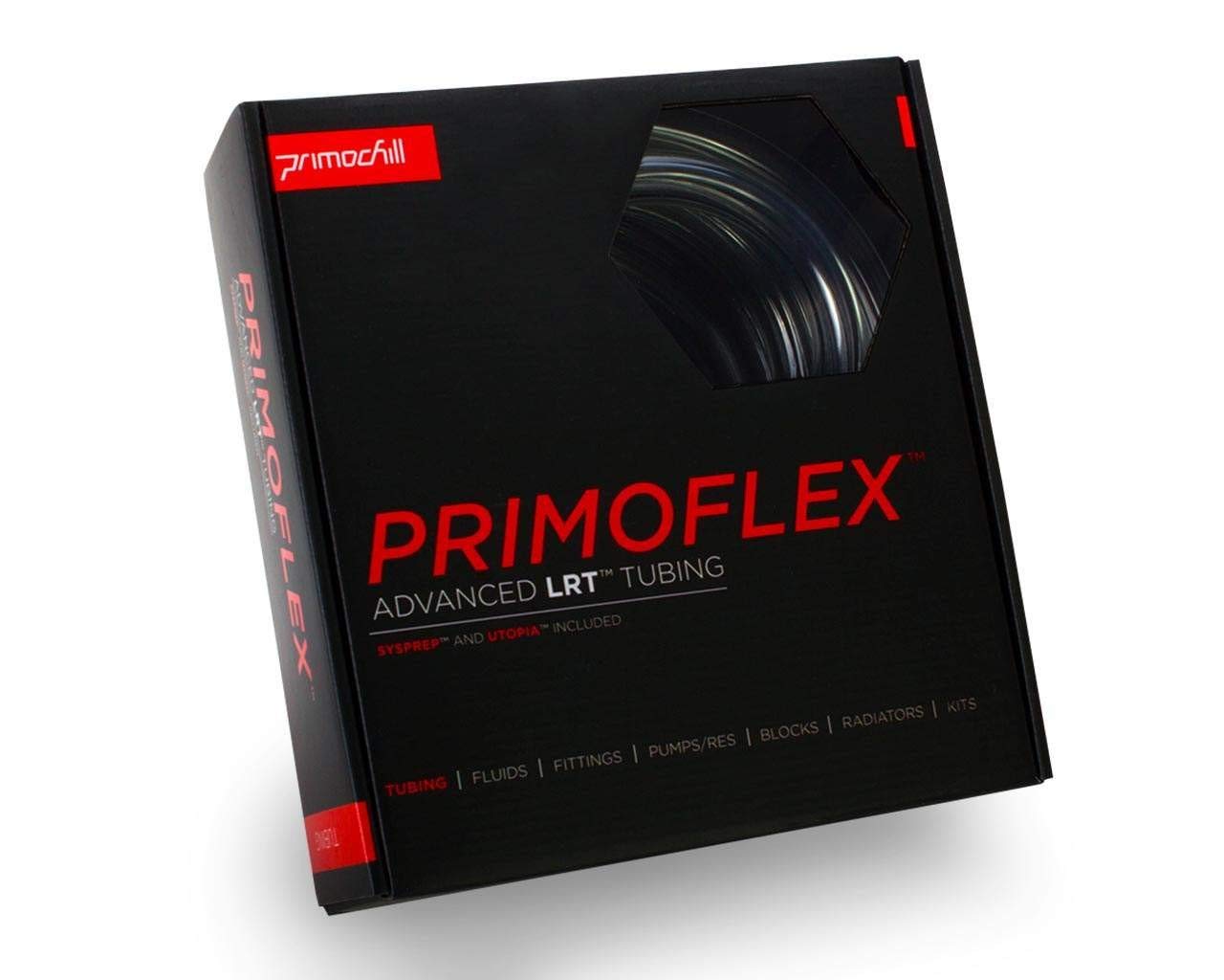 PrimoChill PrimoFlex LRT Custom Watercooling Flexible Tubing -1/2in.ID x 3/4in.OD, 10 feet Bundled with System Prep and Coolant, Made with Premium Materials, Proudly Made in The USA - Crystal Clear