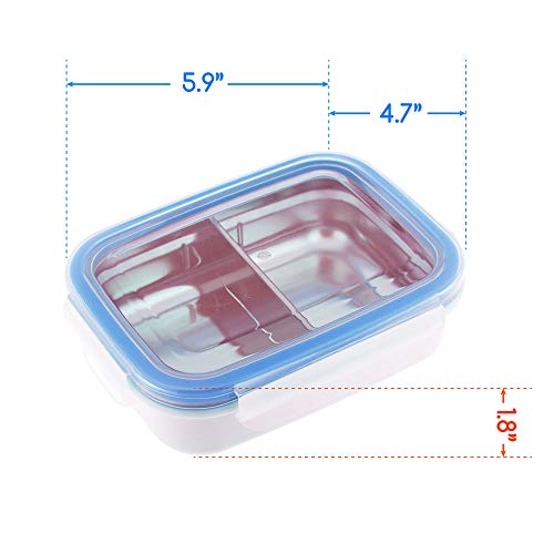 Innobaby Keepin' Fresh Stainless Steel Divided Bento Snack Box with Lid for Kids and Toddlers BPA Free, 11 oz., Blue