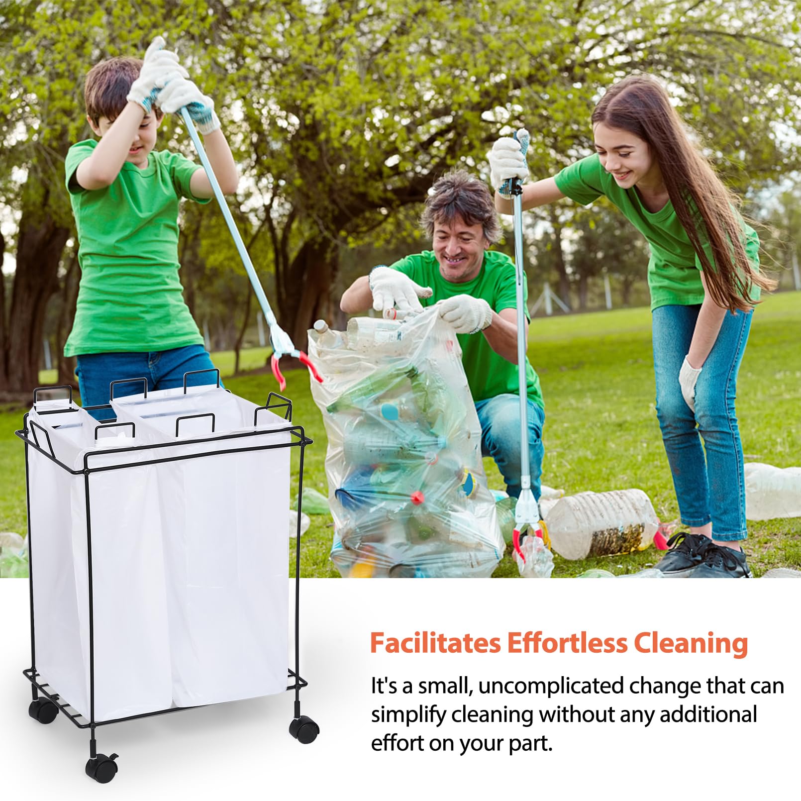 VIAV Garbage Bag Holder Portable Trash Rack Can with 30 PCS Trash Bags Outdoor Waste Bins Camping Trash Can for Indoor Outdoor RV Picnic Kitchen Home Use